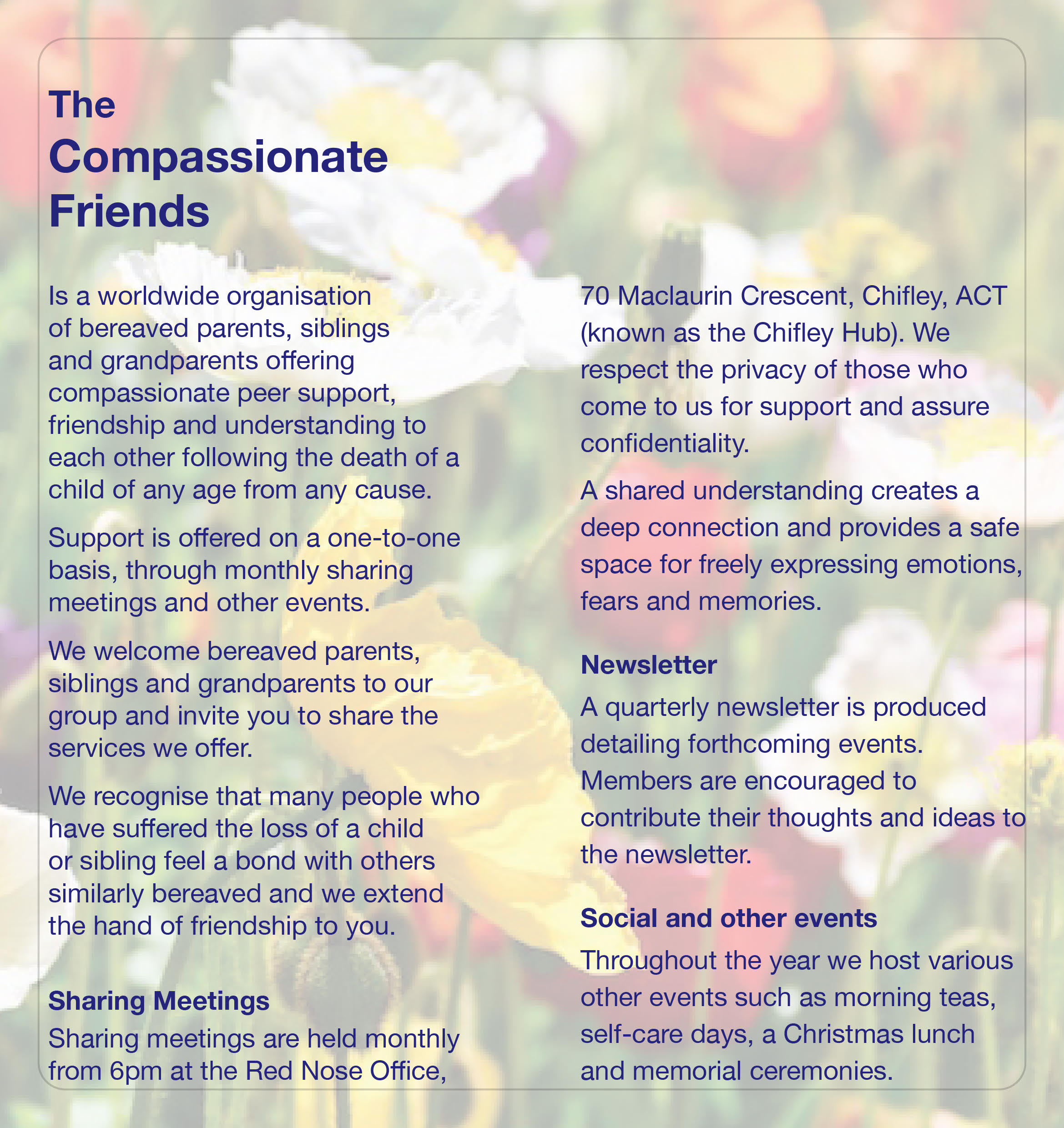 Contact Us | The Compassionate Friends ACT & Queanbeyan